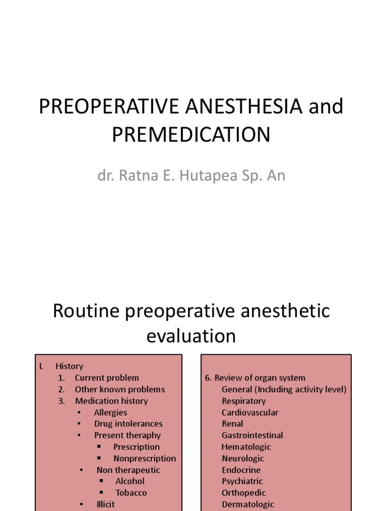 Preoperative Anesthesia and Premedication | PDF | Anesthesia | Health ...
