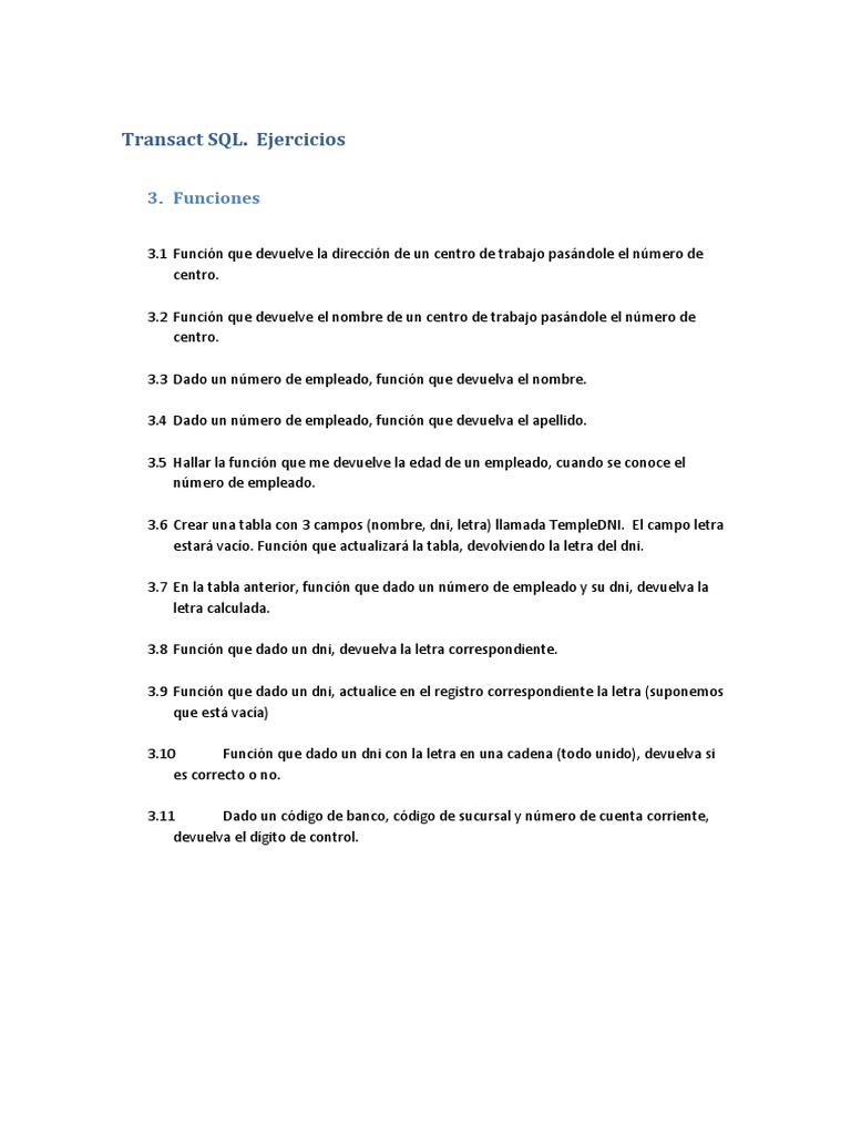 Practica 1 SQL Funciones PDF | PDF