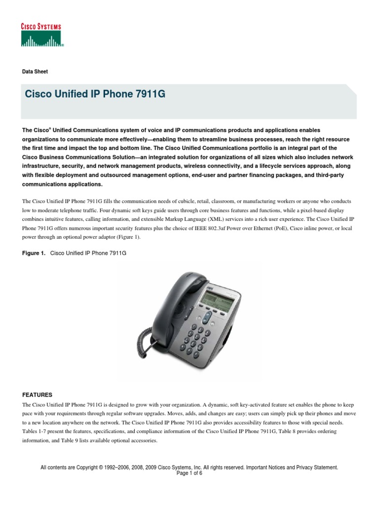 Manual Cisco IP Phone 7911G PDF | PDF | Cisco Systems | Computer Network