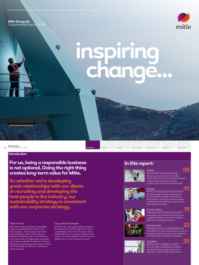 Inspiring Change... Mitie Group PLC Sustainability Report 2014 | PDF ...