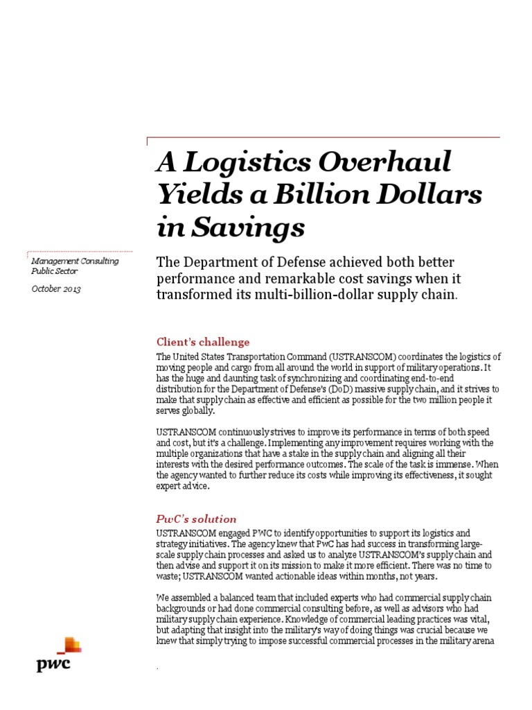 PWC - Case Study Example 2 | PDF | Supply Chain | Pricewaterhouse Coopers