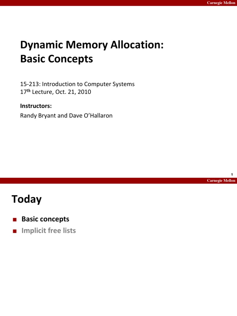 Dynamic Memory Allocation Using Implicit Free Lists Pdf Pointer Computer Programming