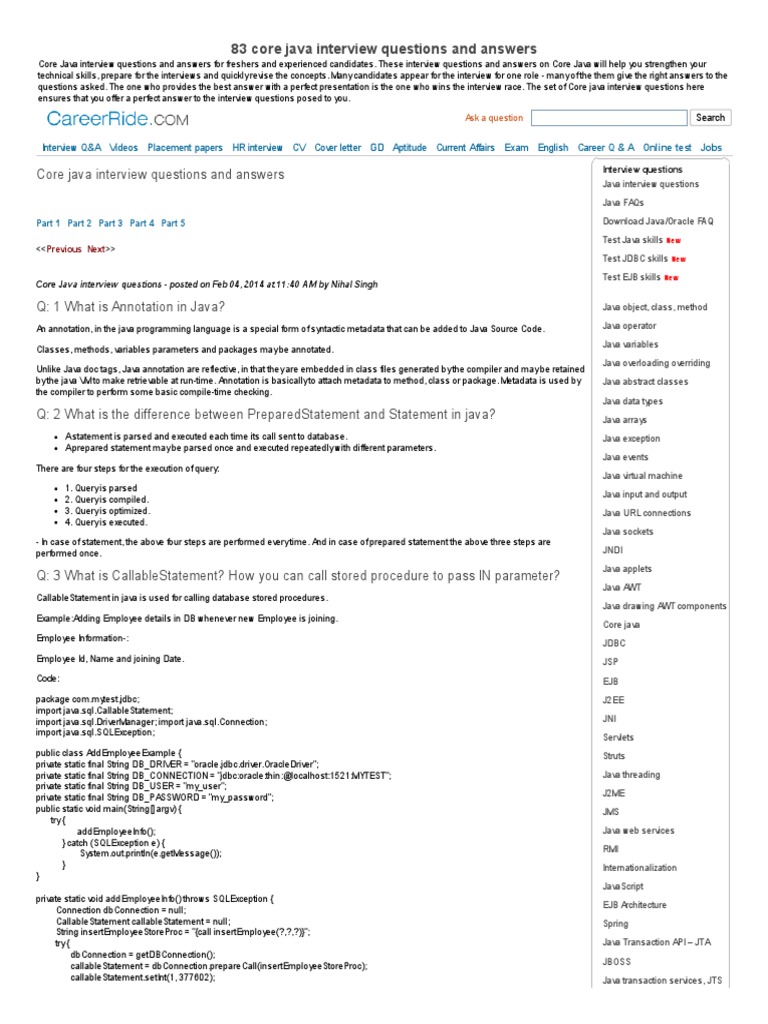 83 Core Java Interview Questions and Answers - Freshers, Experienced ...