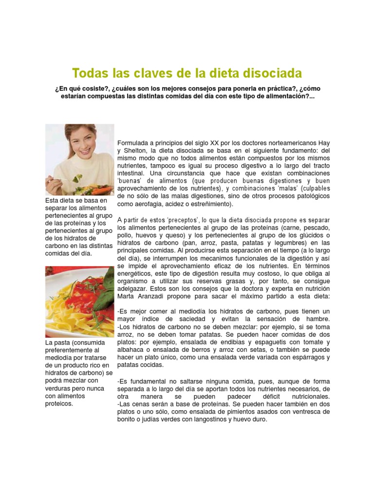Claves de la dieta disociada explicadas | PDF | Dieta | ensalada