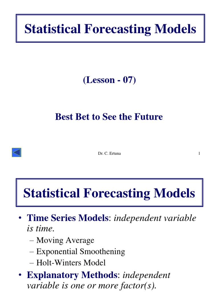 Statistical Forecasting Models | PDF | Forecasting | Seasonality