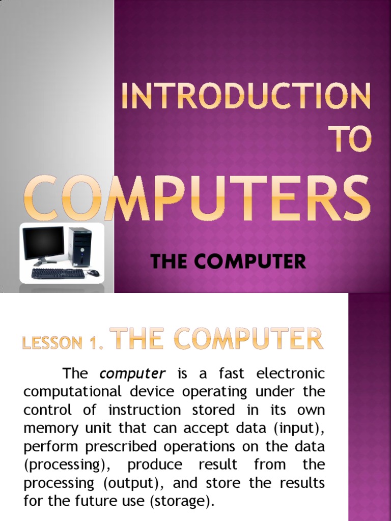Lesson 1 Introduction To Computers | PDF | Computers | Technology ...