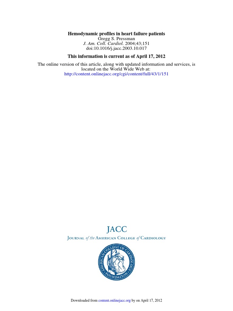 2004 43 151 Gregg S. Pressman: Hemodynamic Profiles in Heart Failure ...