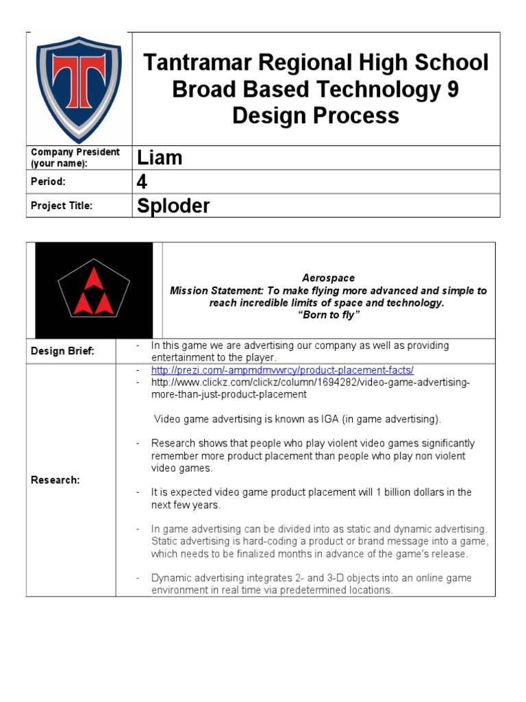 High School Game Design Project | PDF | Business | Games & Activities