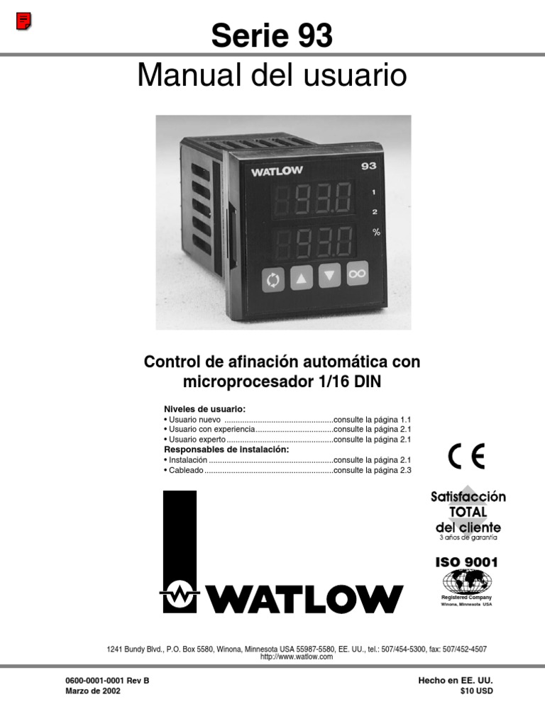 Watlow 93 | PDF | Par termoeléctrico | Sensor