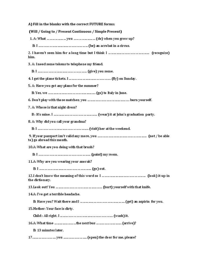 FUTURE Exercises | PDF