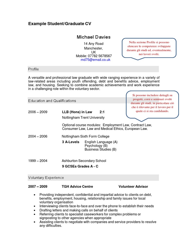 Law Graduate CV Example | PDF | Business | Further Education