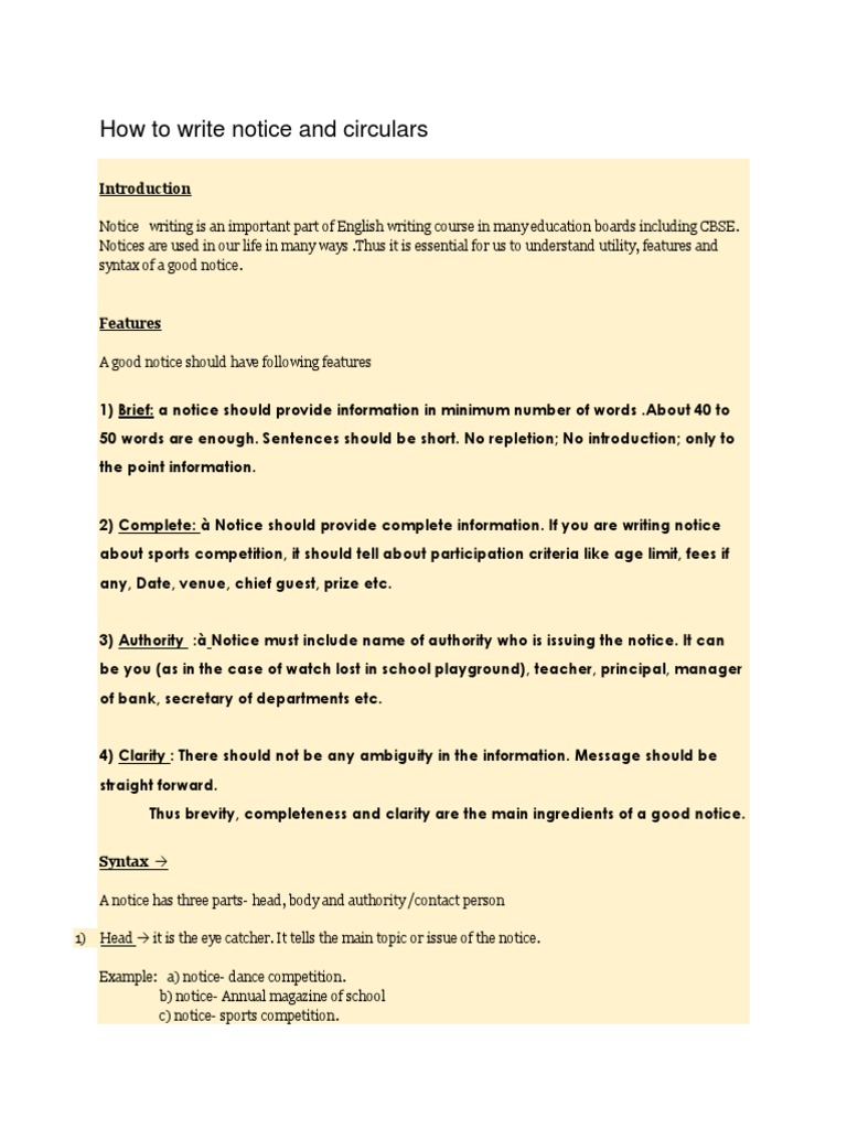 How To Write Notice and Circulars | PDF | Communication | Business
