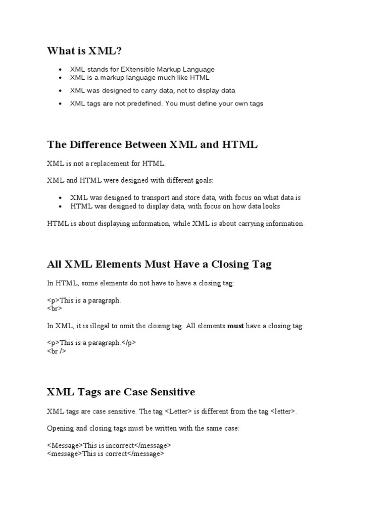 What Is XML | PDF | Html Element | Html