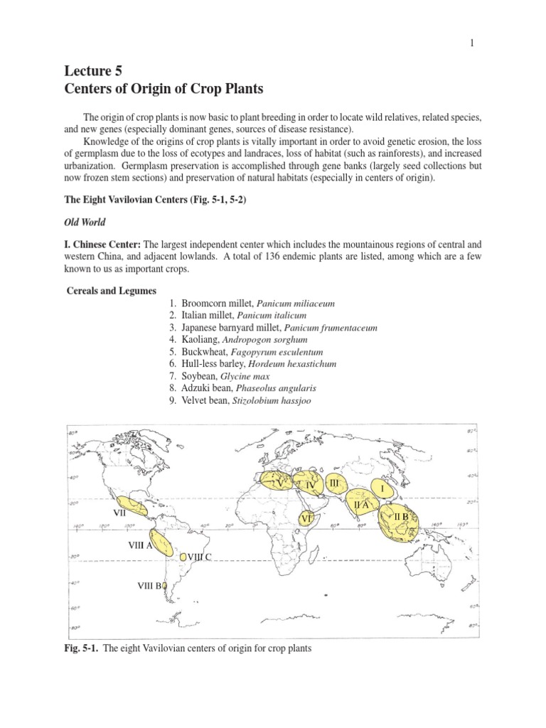 Centers of Origin of Crop Plants: The Eight Vavilovian Centers (Fig. 5 ...