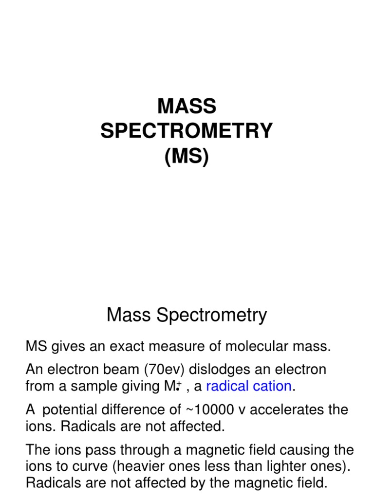 Mass Spectrometry Overview | PDF | Teaching Methods & Materials ...