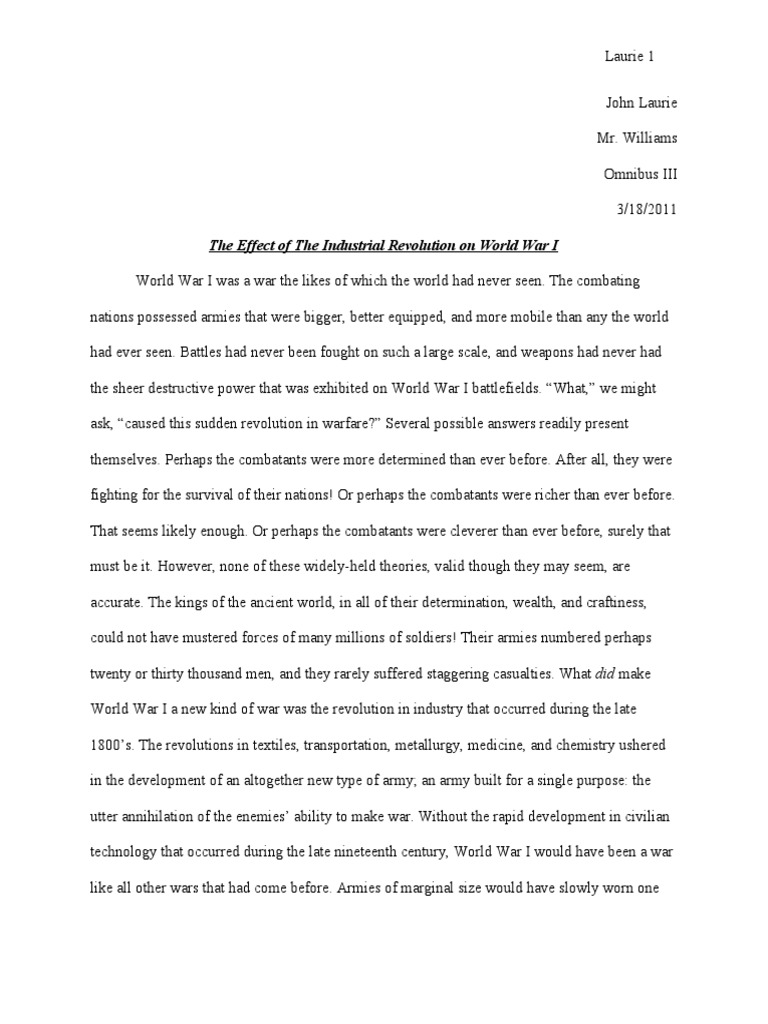 The Evolution of Military Technology As Facilitated by The Industrial ...