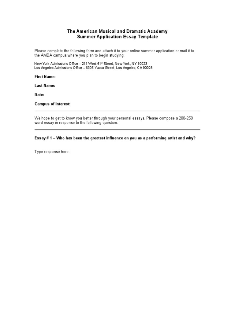 AMDA Summer Essay-Template | PDF | Poetry