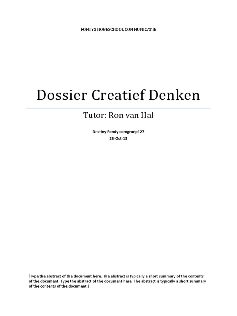 Creatief Denken Dossier | PDF