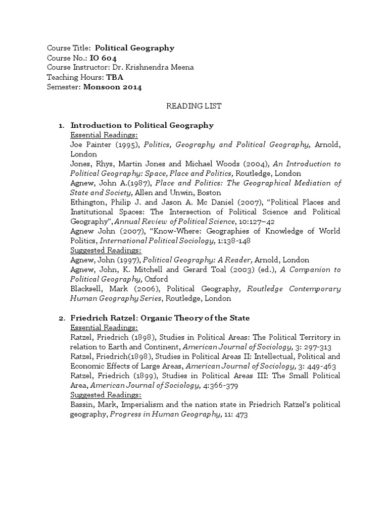 Curso Political Geography References | PDF | Geopolitics | Political ...