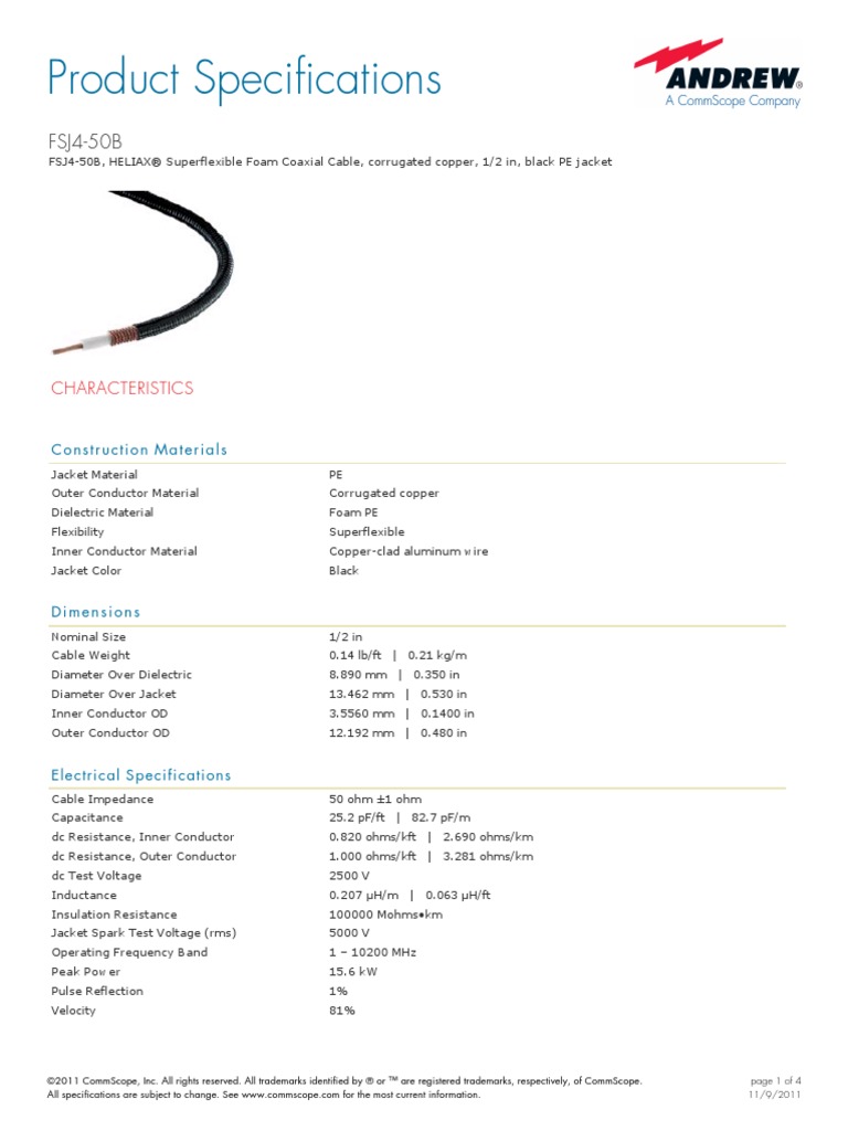 CAble Heliax Superflex | PDF | Electrical Components | Electronics