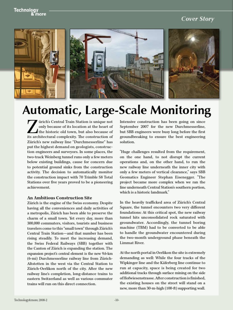 Automatic, Large-Scale Monitoring: Cover Story | PDF | Zürich | Tunnel