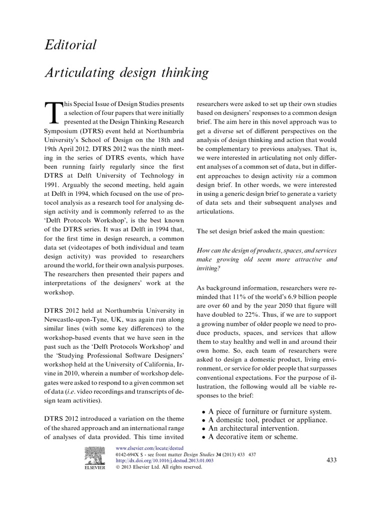 Articulating Design Thinking 2013 Design Studies | PDF | Career ...