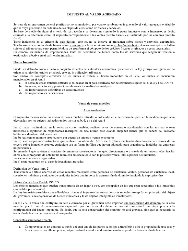 Impuestos II - Resumen IVA | PDF