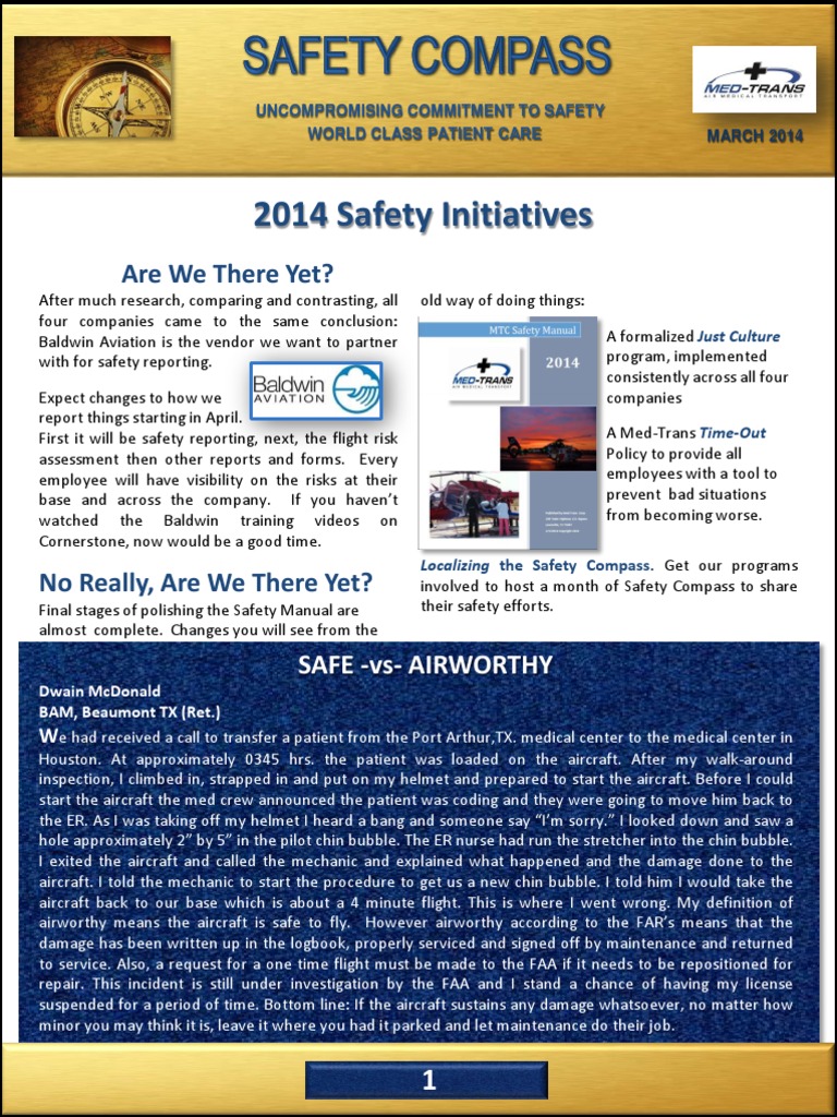 Safety Compass March 2014 | Download Free PDF | Risk | Aviation