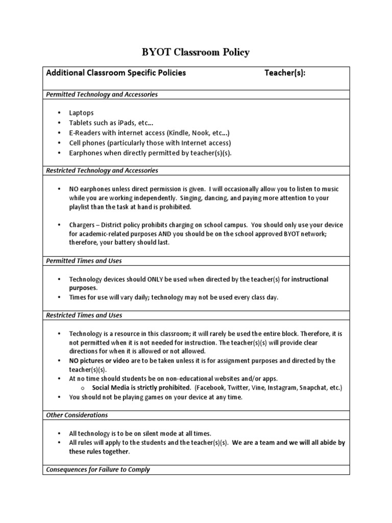 BYOT Classroom Sample | PDF