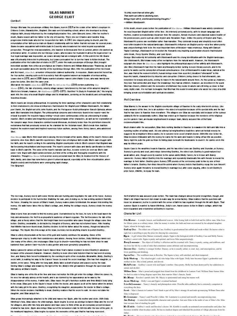 Silas Marner: A Study Guide Overview | PDF | George Eliot