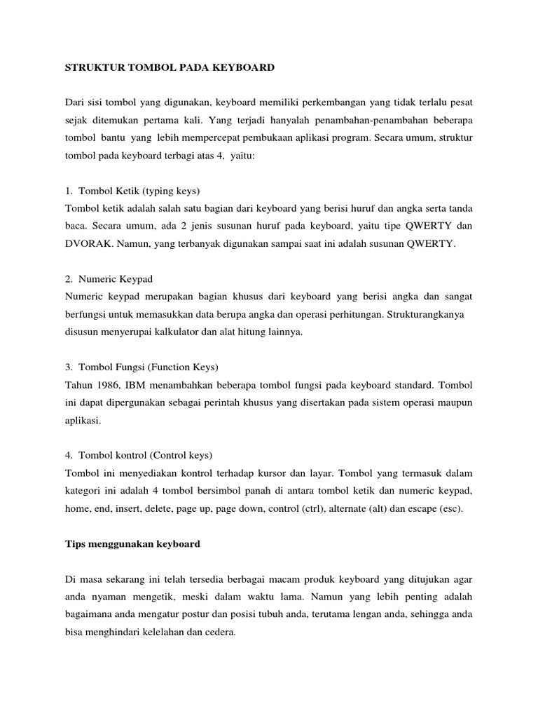 Struktur dan Tips Penggunaan Keyboard | PDF