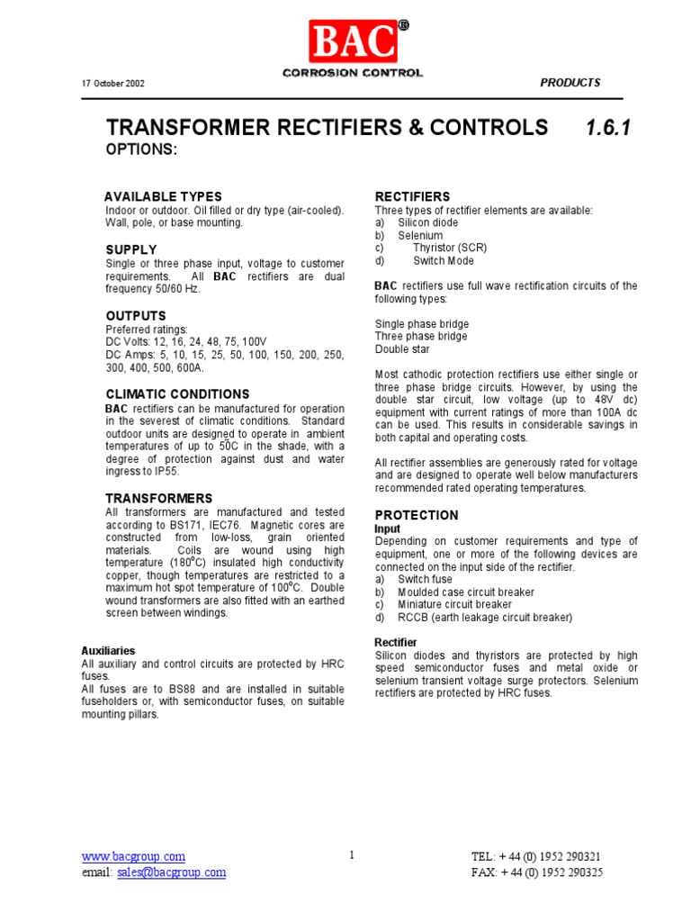 Transformer Rectifiers & Controls Overview | PDF | Rectifier | Fuse (Electrical)