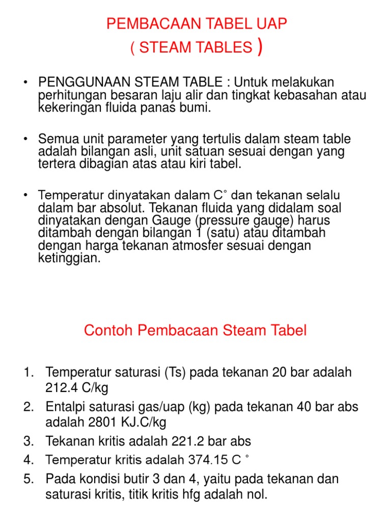 Pembacaan Tabel Uap | PDF