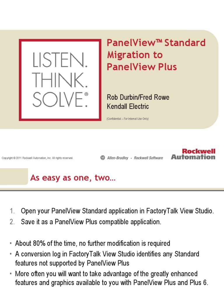 Panelview™ Standard Migration To Panelview Plus: Rob Durbin/Fred Rowe ...