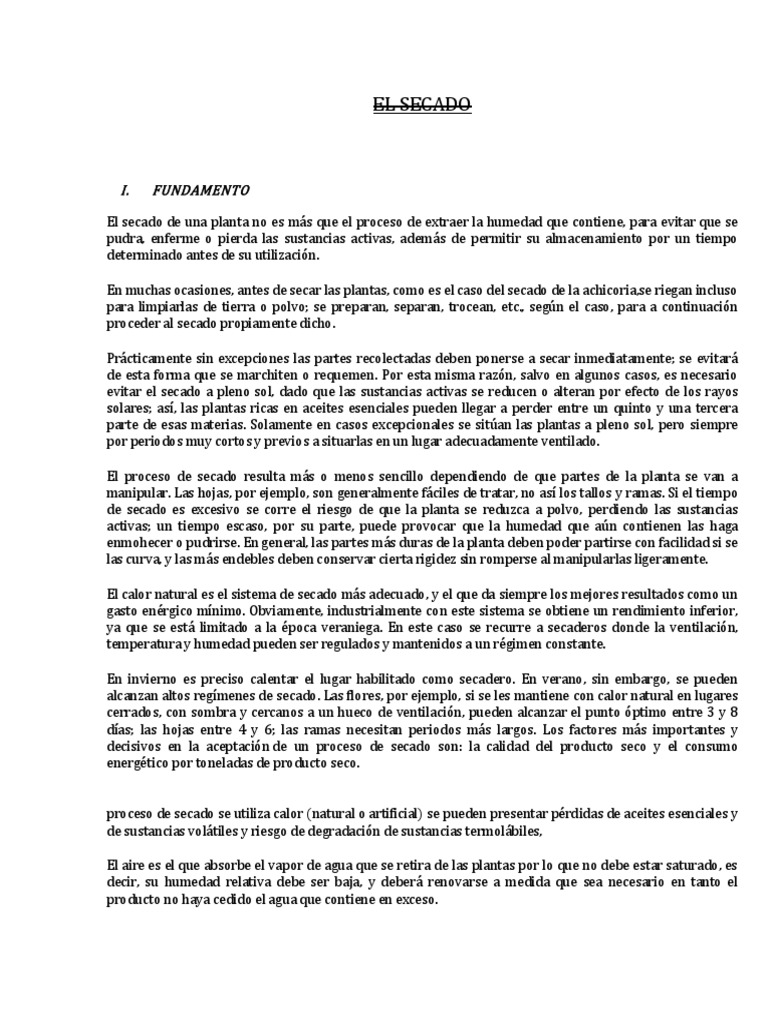 Secado De Plantas Pdf Humedad Hoja