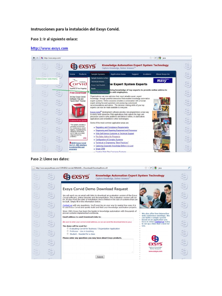 Instrucciones para La Instalación Del Exsys Corvid | PDF | Ingeniería Informática | Software del ...