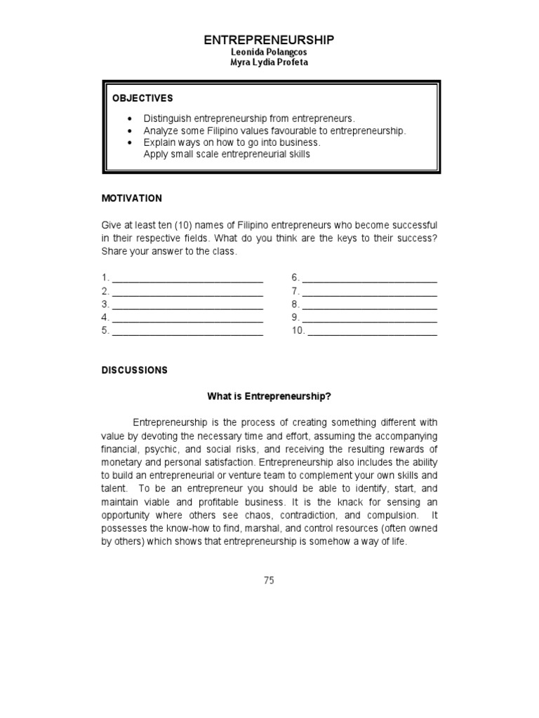 Lesson 6 Entrepreneurship | PDF | Entrepreneurship | Partnership