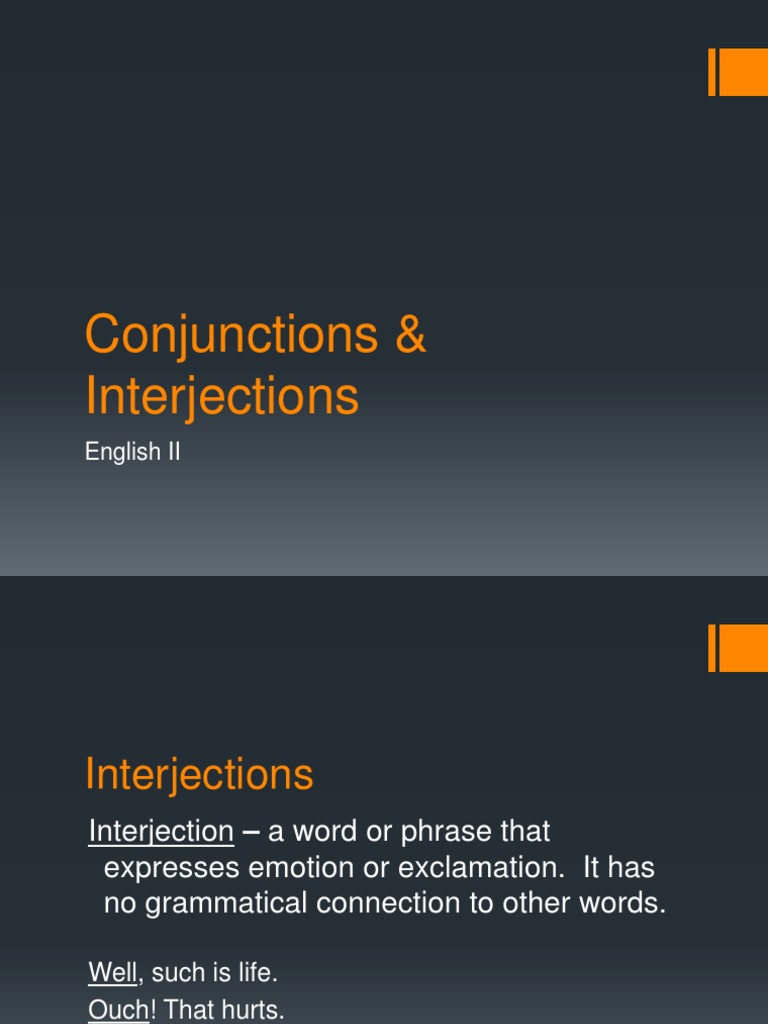 Conjunctions Interjections | PDF | Sentence (Linguistics) | Semantic Units