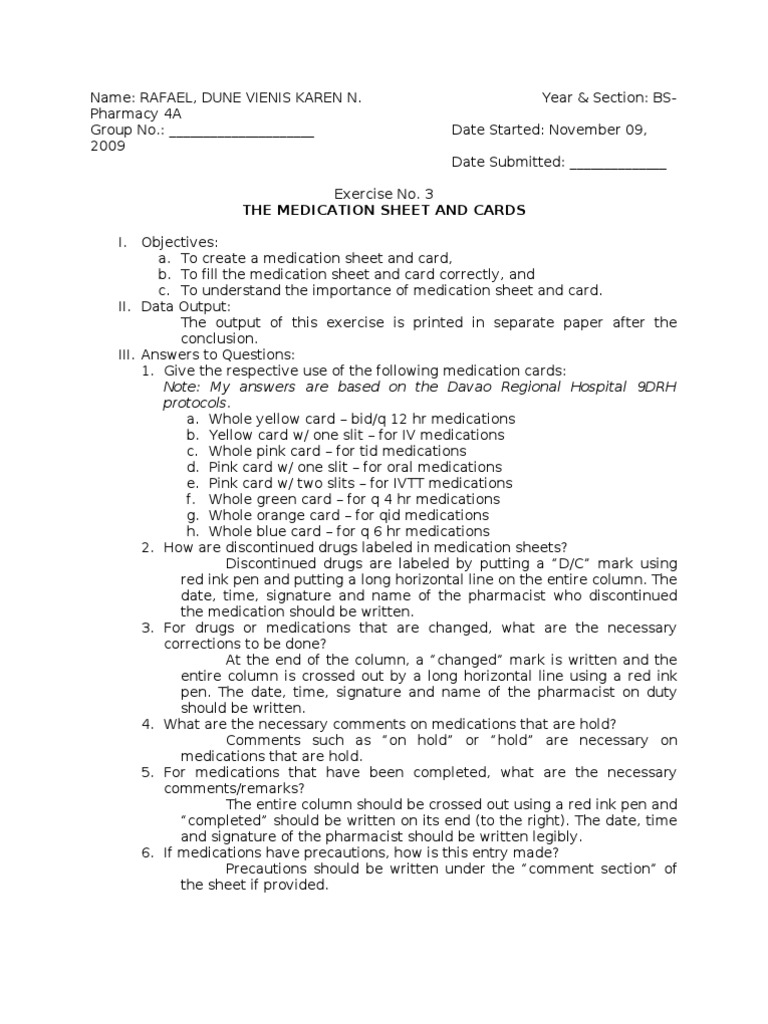 Medication Sheet and Card Protocols | PDF | Pharmacy | Hospital