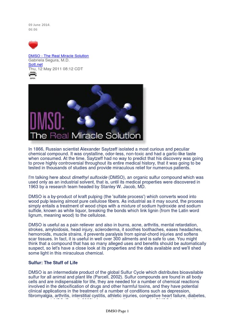 DMSO The Real Miracle | PDF | Dimethyl Sulfoxide | Stroke