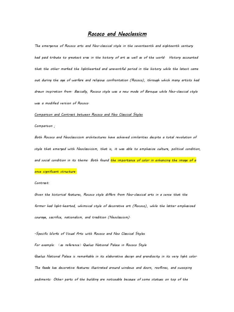 Rococo and Neoclassical Art Styles Compared | PDF | Decorative Arts ...