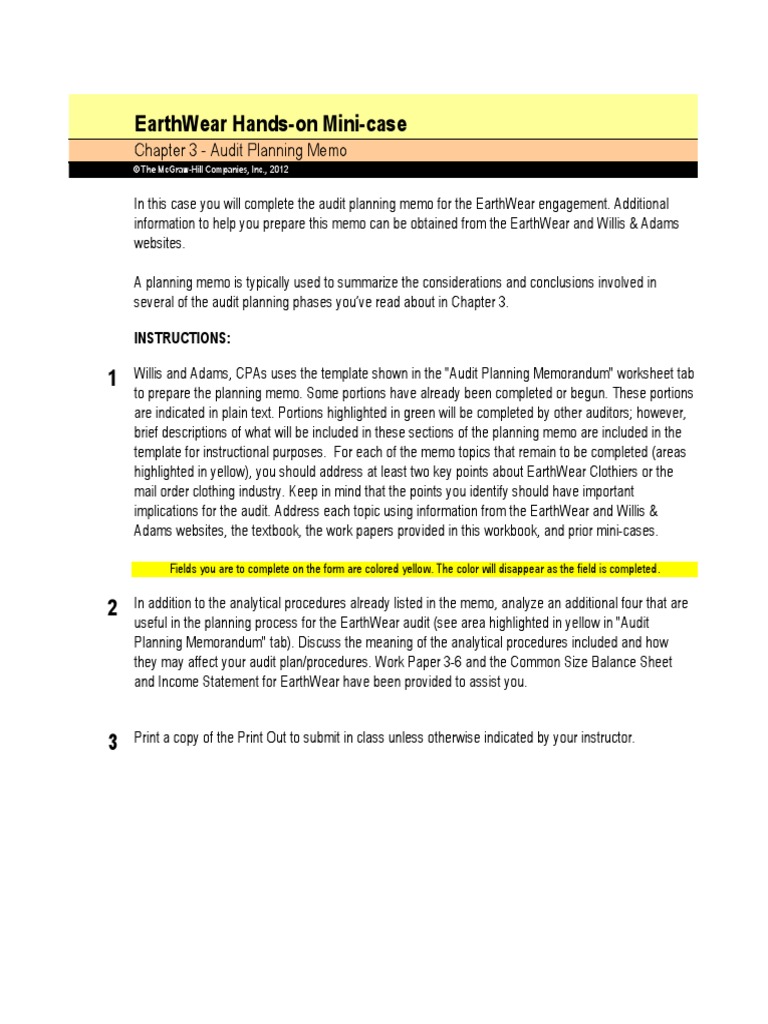 8e Ch3 Mini Case Planning Memo | PDF | Audit | Fixed Asset