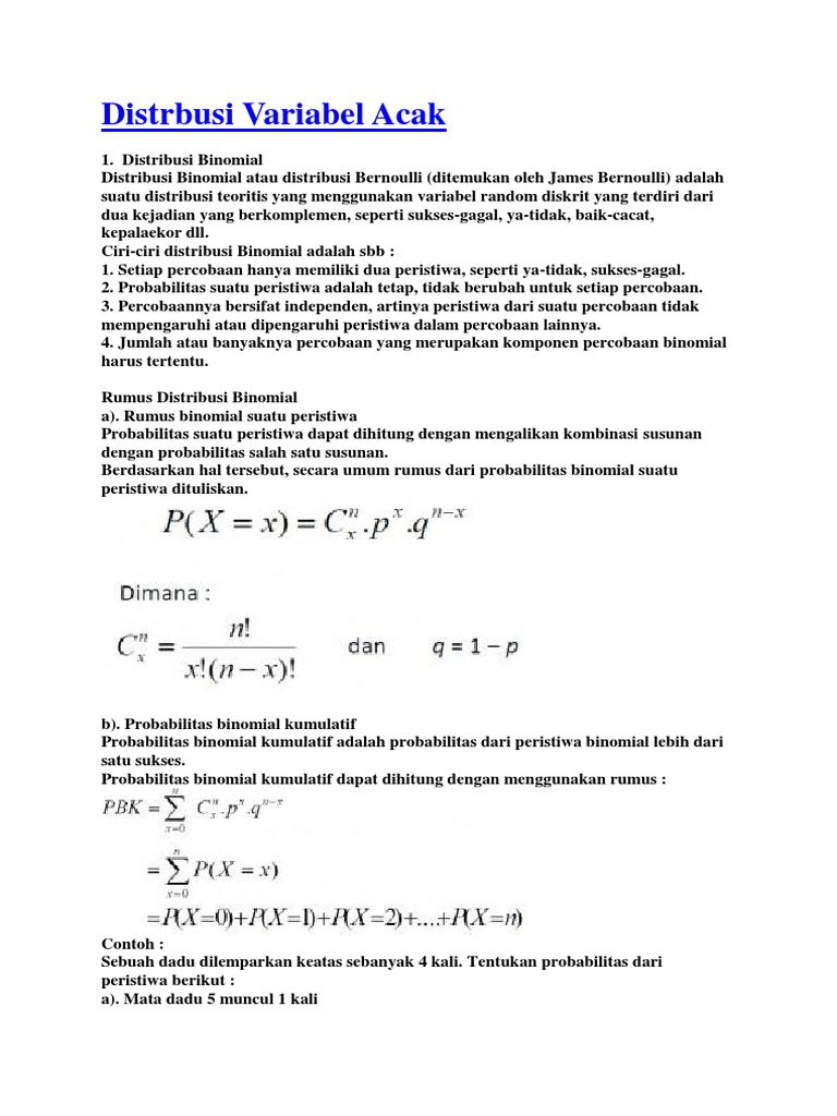 Distrbusi Variabel Acak | PDF | Metode & Bahan Ajar