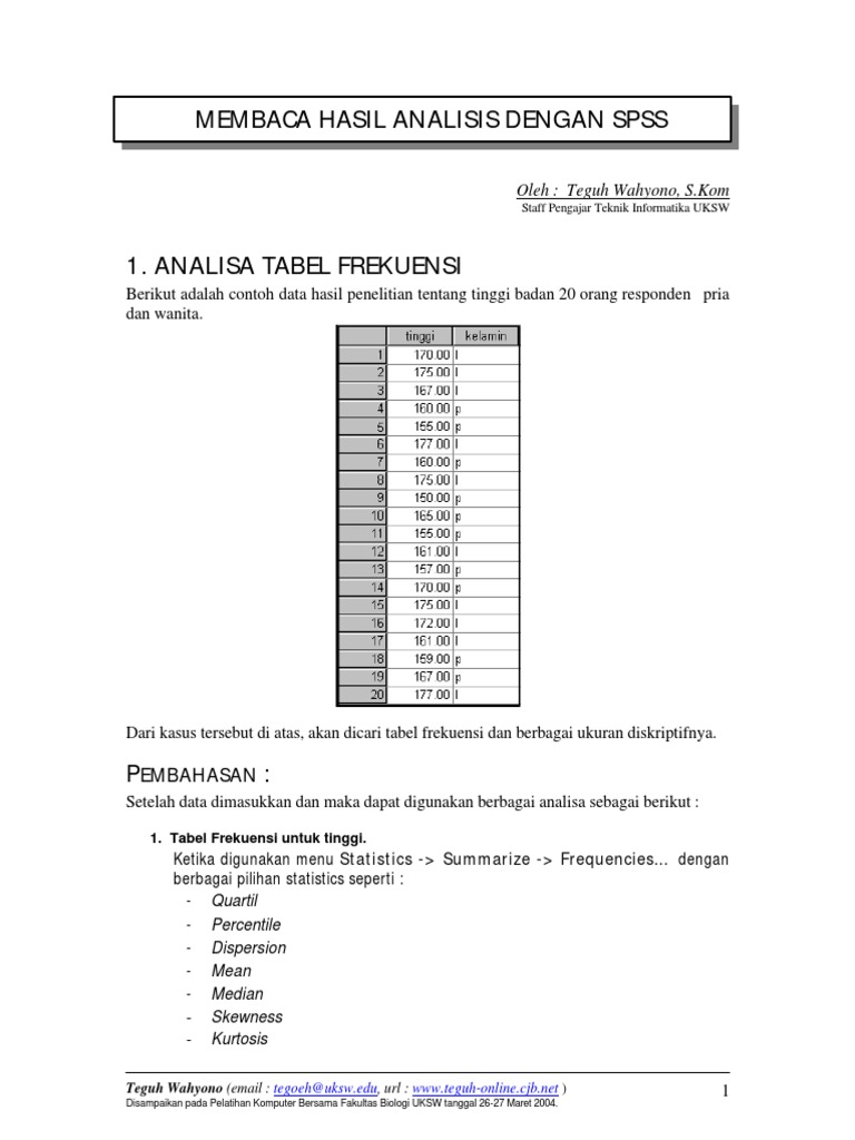Cara Membaca - Analisis Hasil SPSS | PDF