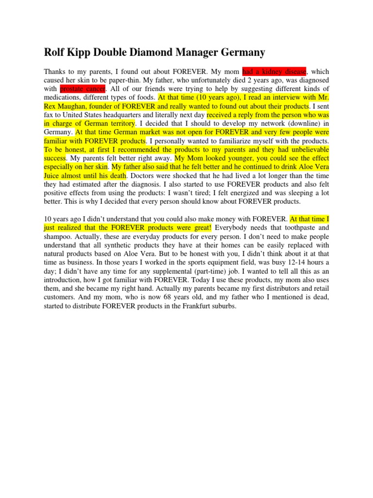 Rolf Kipp Double Diamond Manager Germany | PDF | Business