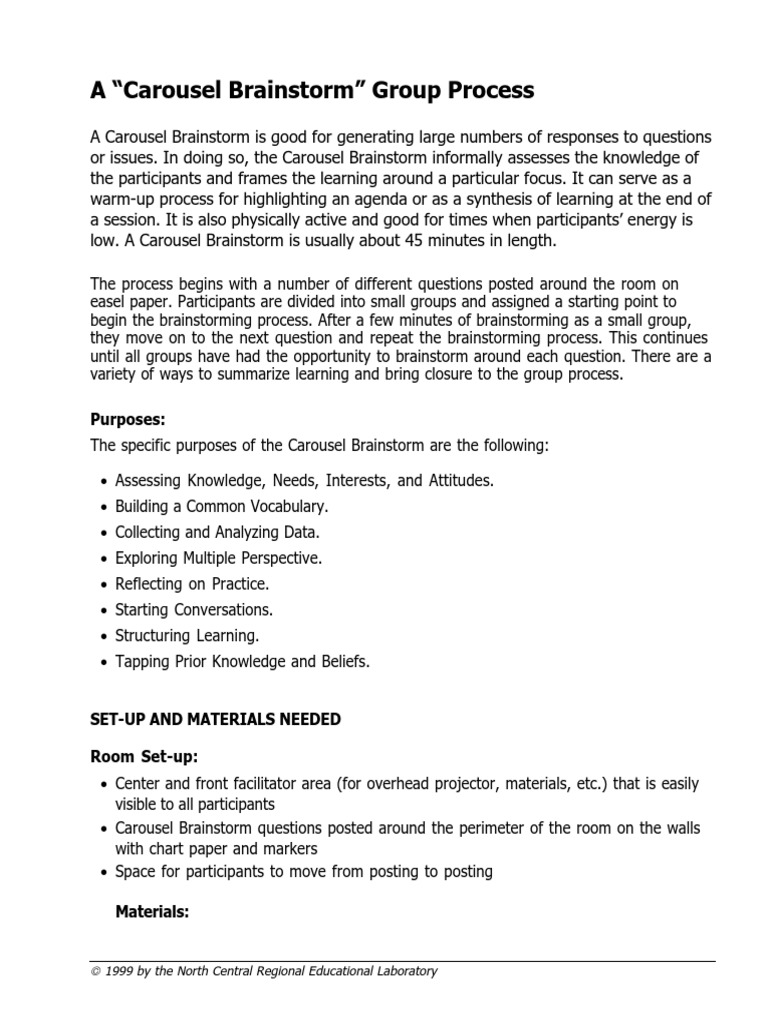 Carousel Brainstorming Description | PDF | Brainstorming | Learning