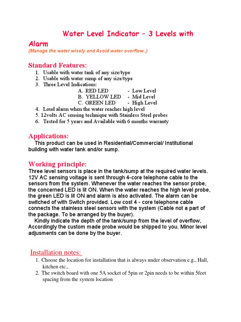 Water Level Indicator | PDF | Alternating Current | Electricity