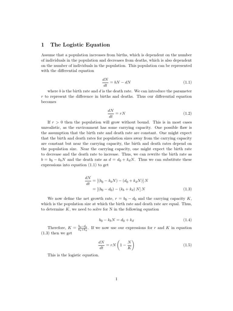 Logistic Derivation | PDF | Logistic Function | Applied Mathematics