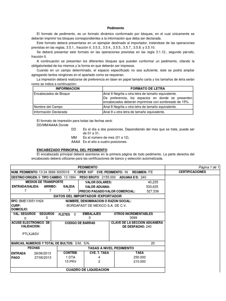 Guía de Formato de Pedimento Aduanero | PDF | aduana | Gobierno