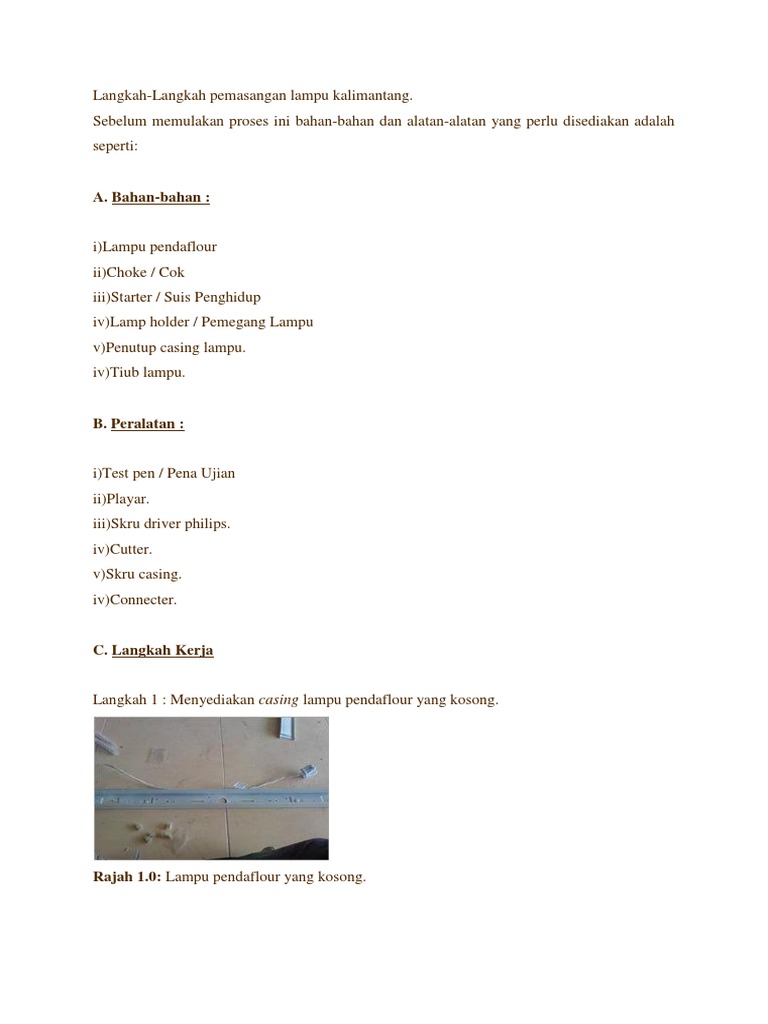 Langkah Pendawaian Lampu Pendaflour | PDF | Teknologi & Rekayasa
